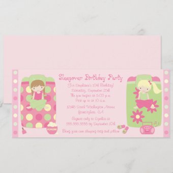 Cute girl's sleepover birthday party invitation | Zazzle