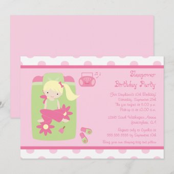 Cute girl's sleepover birthday party invitation | Zazzle