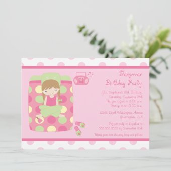 Cute girl's sleepover birthday party invitation | Zazzle