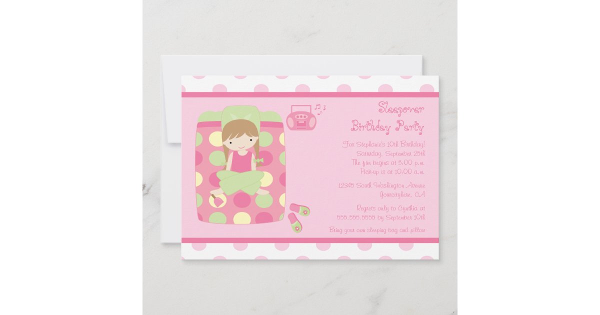 Cute Girls Sleepover Birthday Party Invitation Zazzle