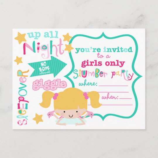 Cute Girls Sleepover Party Invitation | Zazzle.com