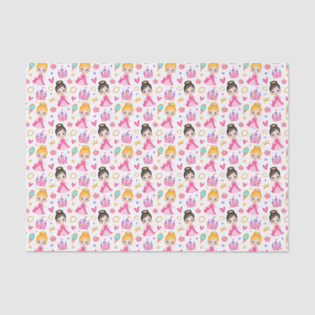 cute girls tiled Princess pattern Tissue Paper | Zazzle