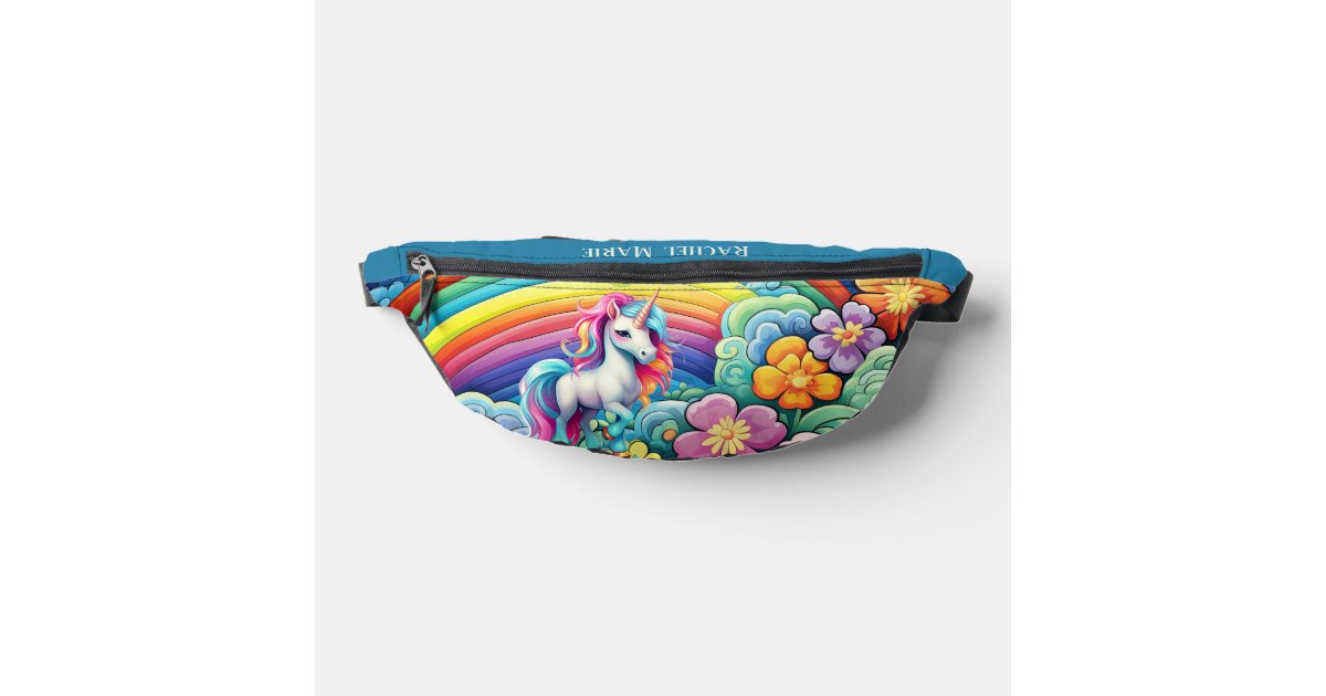 Cute girls unicorn add name fanny pack | Zazzle