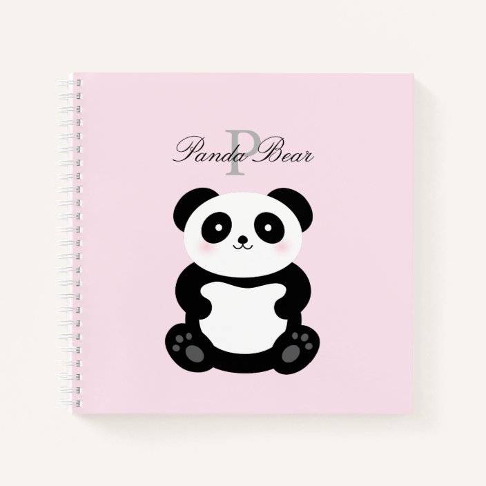 Cute Girly Baby Panda Bear Monogram Notebook | Zazzle.com