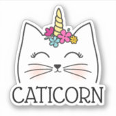 Cute Girly Caticorn Sticker | Zazzle