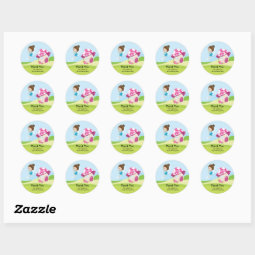 Cute girly fairy classic round sticker | Zazzle