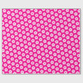 Cute Girly Hot Pink White Cartoon Floral Pattern Wrapping Paper | Zazzle