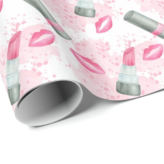 Cute girly makeup and kisses party wrap wrapping paper | Zazzle.com