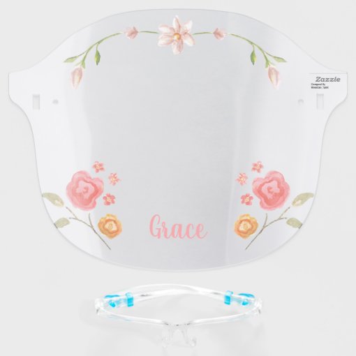 Cute Girly Monogram Flower Face Shield | Zazzle