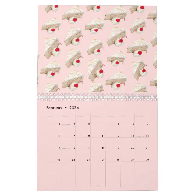 cute girly pancake Doughnuts cake fruit foodie Calendar | Zazzle