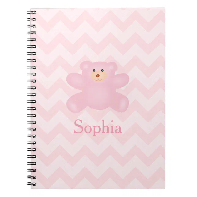 Cute Girly Pastel Pink Teddy Bear Notebook | Zazzle