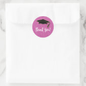 Cute Girly Pink Glitter Graduation Thank You Classic Round Sticker | Zazzle