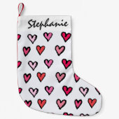 Cute Girly Pink Hand Drawn Hearts on White Pattern Small Christmas ...