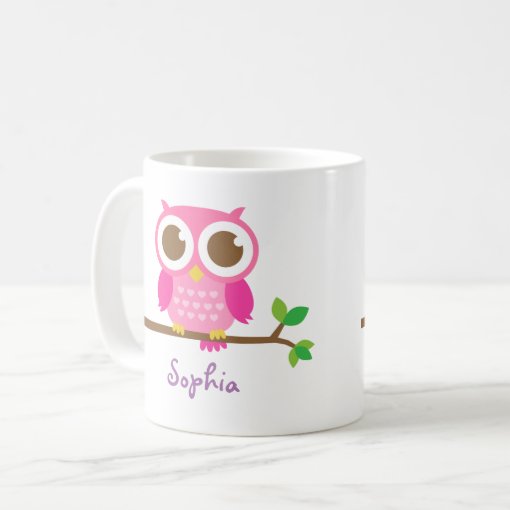 Cute Girly Pink Owl For Girls Coffee Mug | Zazzle
