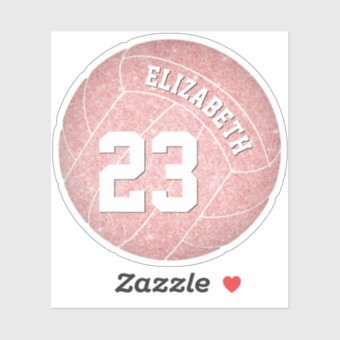 cute girly pink personalized volleyball player's sticker | Zazzle