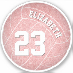 cute girly pink personalized volleyball player's sticker | Zazzle