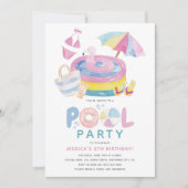 Cute Girly Pool Party Birthday Invitation | Zazzle