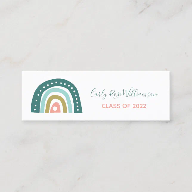 Cute Girly Rainbow Graduation Name Calling Card | Zazzle