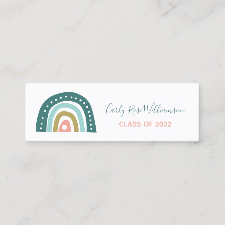 Cute Girly Rainbow Graduation Name Calling Card | Zazzle