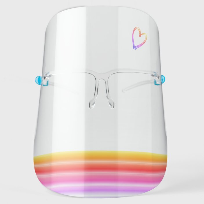 Cute Girly Rainbow Hand-drawn Heart Face Shield | Zazzle.com