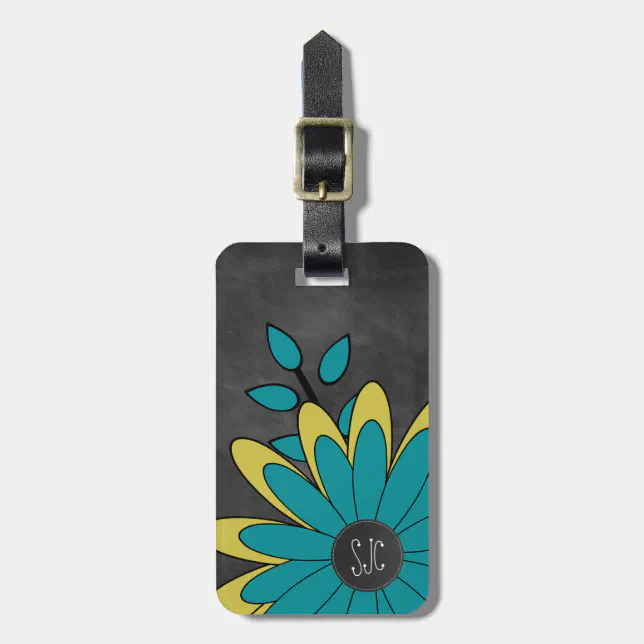 Cute Girly Retro Flower with Initials Luggage Tag | Zazzle