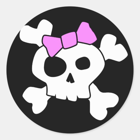 Cute Girly Skull Sticker | Zazzle.com