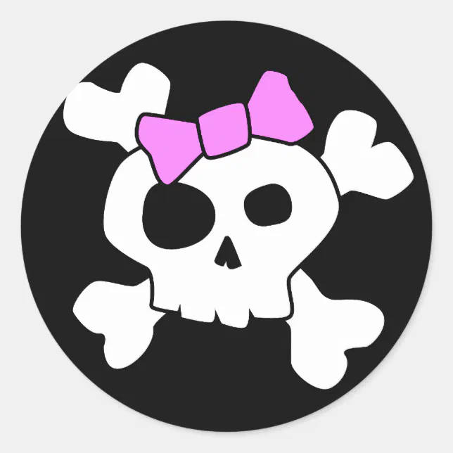 Cute Girly Skull Sticker | Zazzle