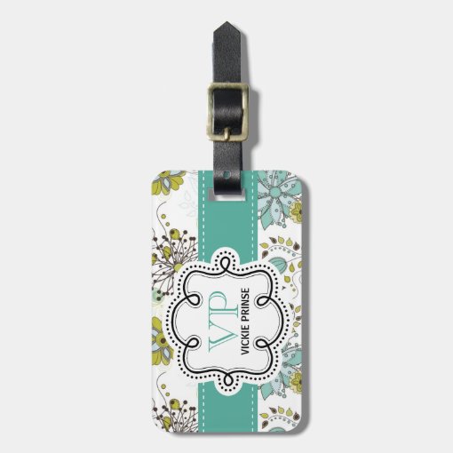Cute Girly Spring Floral Personalized Initials Luggage Tag | Zazzle