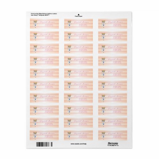 Cute Girly Striped ,Kitty Address Label | Zazzle
