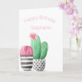 Cute Girly Succulent Cactus watercolor Birthday Card | Zazzle