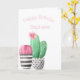 Cute Girly Succulent Cactus watercolor Birthday Card | Zazzle