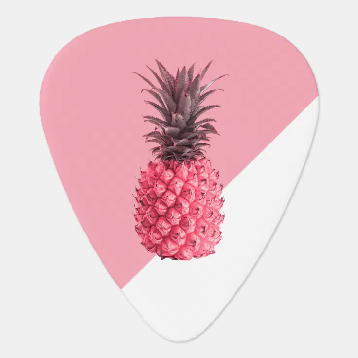 Cute girly tropical pink and white pineapple guitar pick | Zazzle