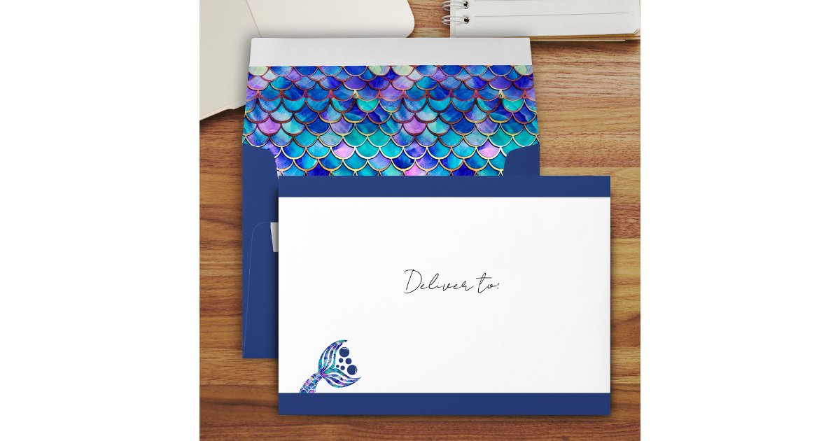 Cute Glitter Mermaid Girls Birthday Party Envelope | Zazzle