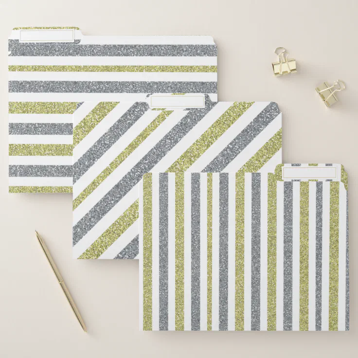 Cute Glitter Striped Pattern File Folder | Zazzle
