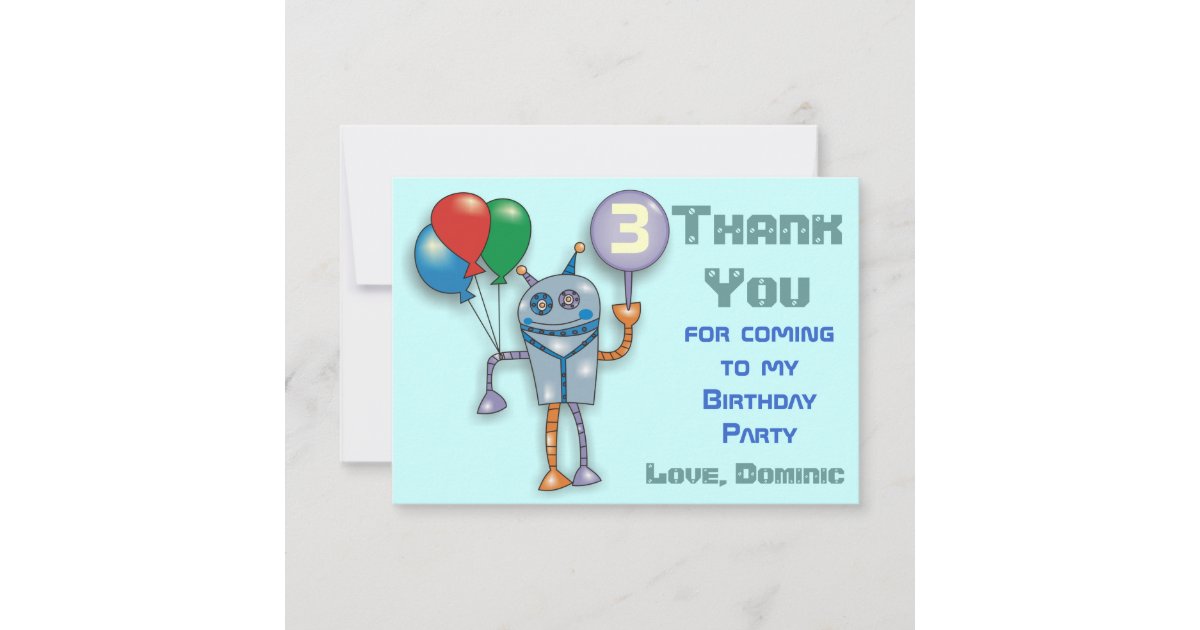 Cute Glossy Robot Personalized Thank You Cards | Zazzle