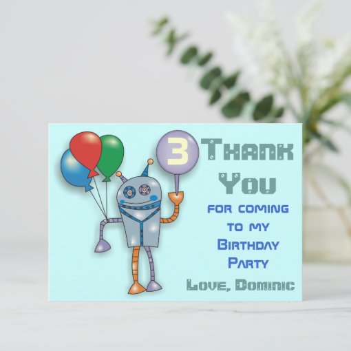 Cute Glossy Robot Personalized Thank You Cards | Zazzle