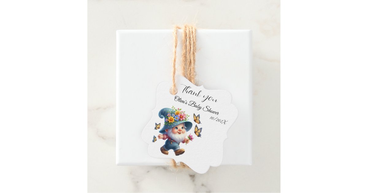 Cute Gnome Baby Shower Favor Tags | Zazzle