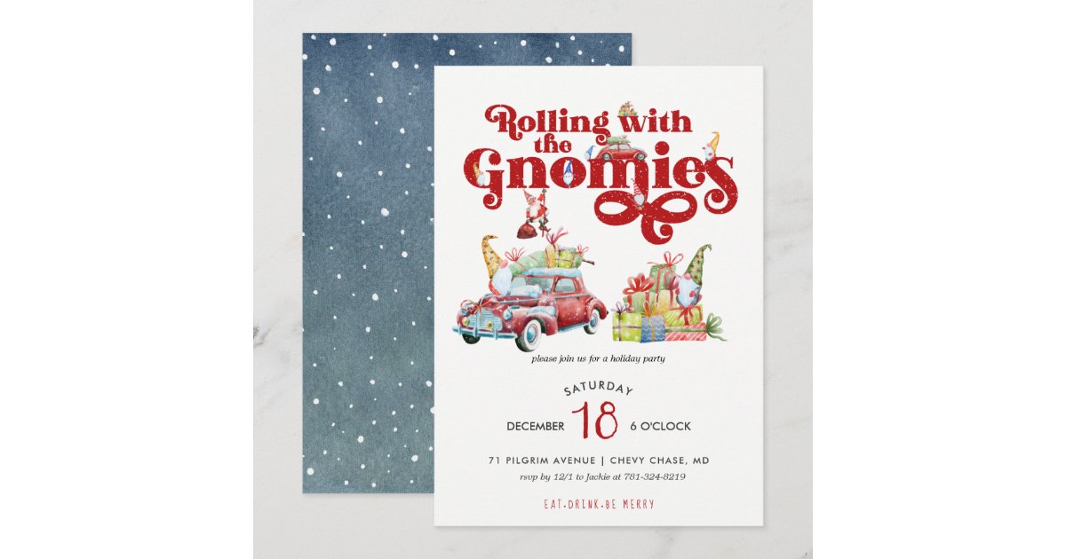 Cute Gnomes | Christmas Party Invitation | Zazzle
