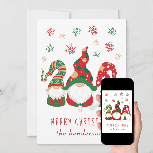 Cute Gnomes Merry Christmas Holiday Card | Zazzle
