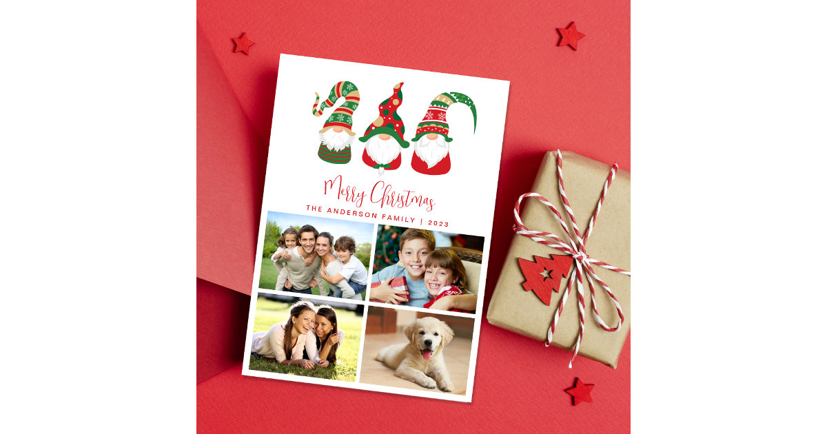 Cute Gnomes Merry Christmas Photo Holiday Card | Zazzle
