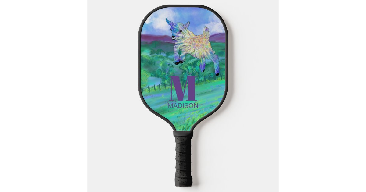 Cute Goat Monogram Pickleball Paddle | Zazzle