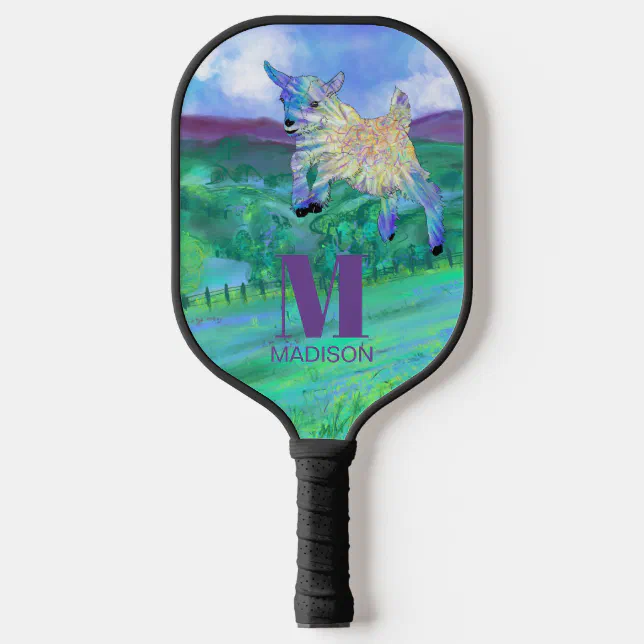 Cute Goat Monogram Pickleball Paddle | Zazzle