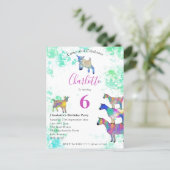 Cute Goats 6th Birthday party Invitation Postcard | Zazzle