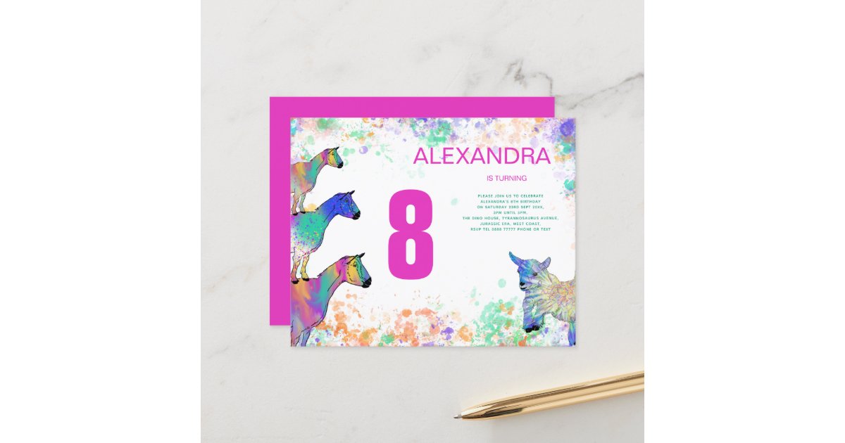 Cute Goats 8th Birthday Party Pink | Zazzle