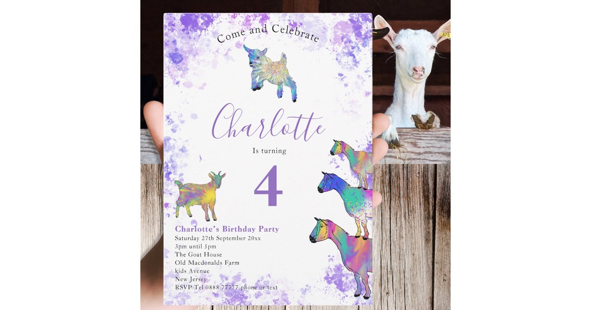 Cute Goats Farm Birthday Party Invitation | Zazzle