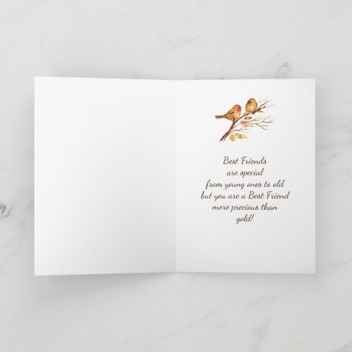 Cute Gold Birds Best Friend Friendship Birthday Card | Zazzle