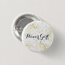 Cute Gold Glitter Flower Girl Button | Zazzle
