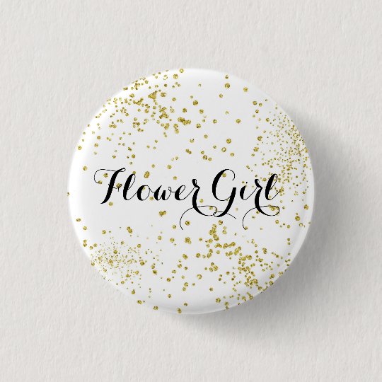 Cute Gold Glitter Flower Girl Button | Zazzle.com