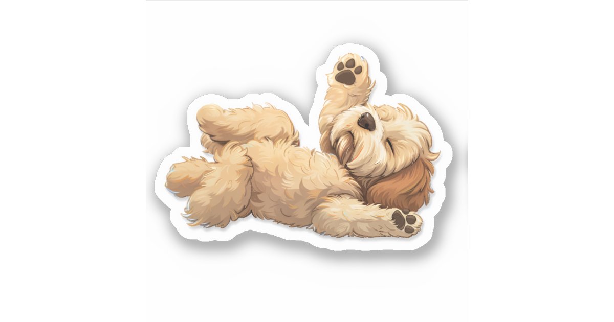Cute Golden Doodle Stretching Sticker | Zazzle