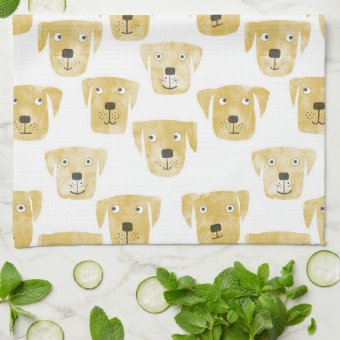 Cute Golden Labrador Retriever Dog Pattern Kitchen Towel | Zazzle